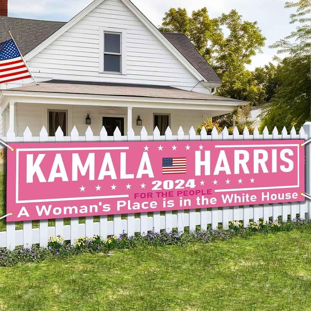 Kamala Harris 2024 Pink Banner, Kamala Harris 2024 Flag Banner Outdoor ...