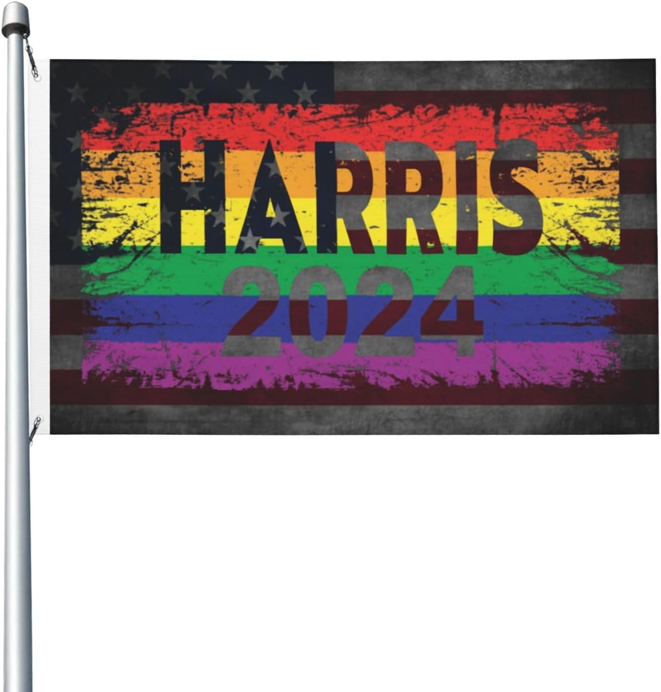 Kamala Harris 2024 President Vintage LGBTQ Rainbow Gay Pride Flag 3x5 ...