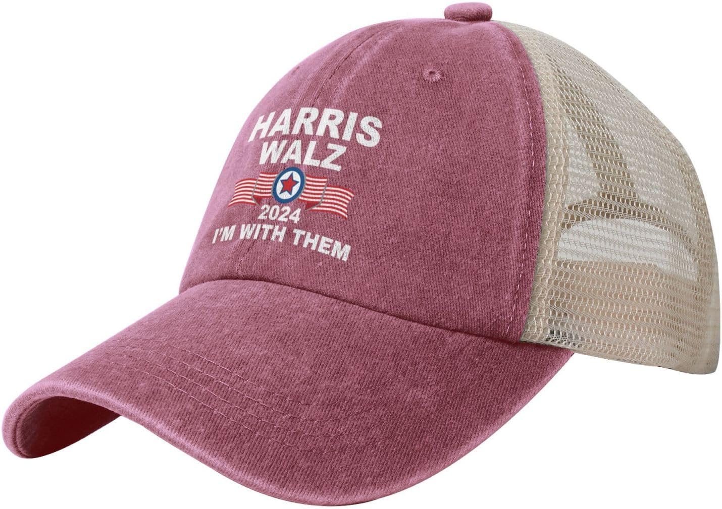Kamala Harris 2024 Tim Walz Waltz I’m with Them Trucker Hat Men Baseball Cap Graphic Trucker ...
