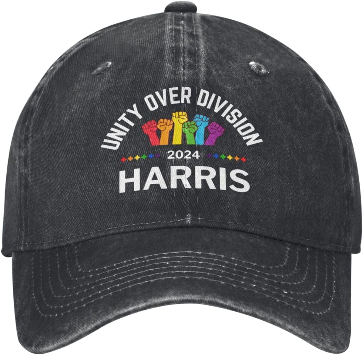 Kamala-Harris 2024 Unity Over Division Hat LGBTQ 2024 Rainbow Gay Pride LGBT for Harris Trucker ...