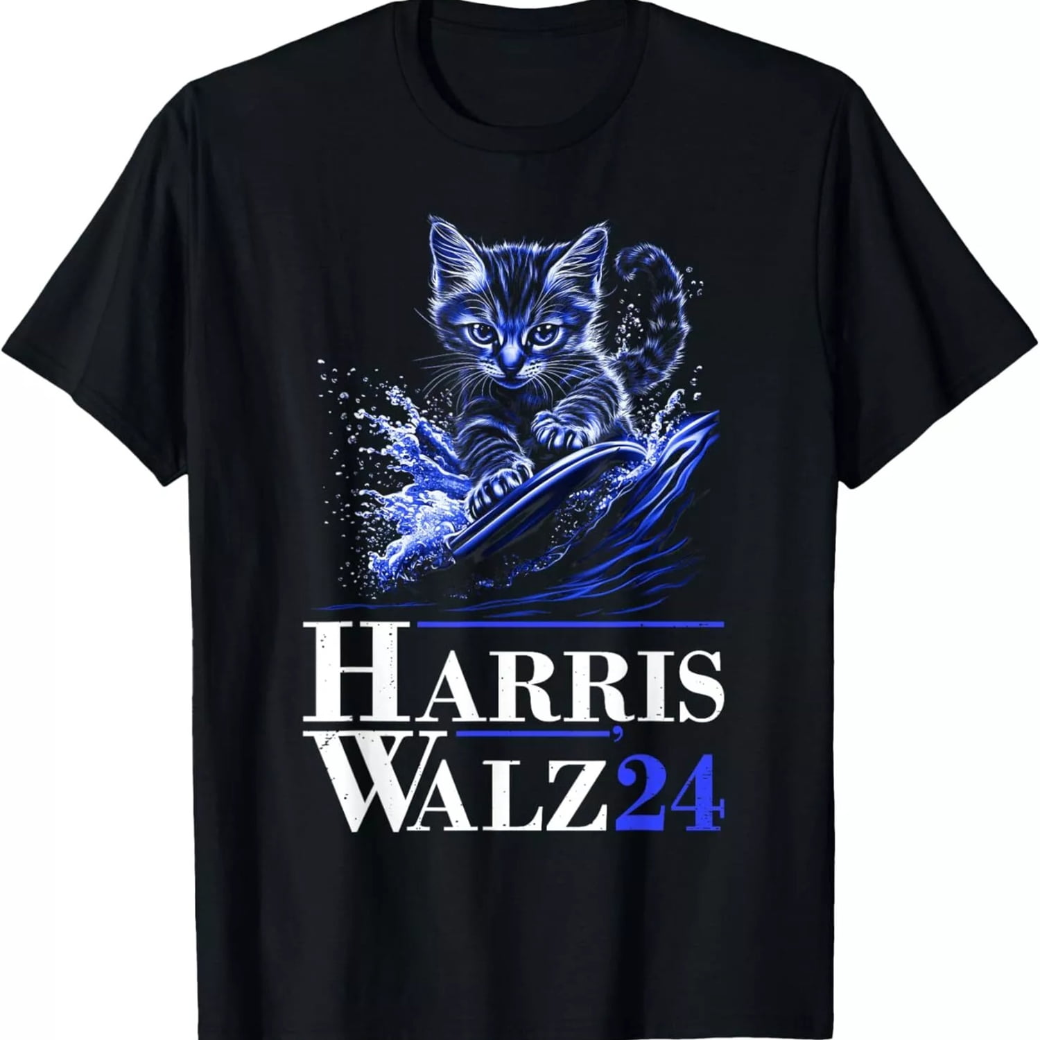 Kamala Harris Blue Cats Wave Harris Walz 2024 for President T-Shirt ...