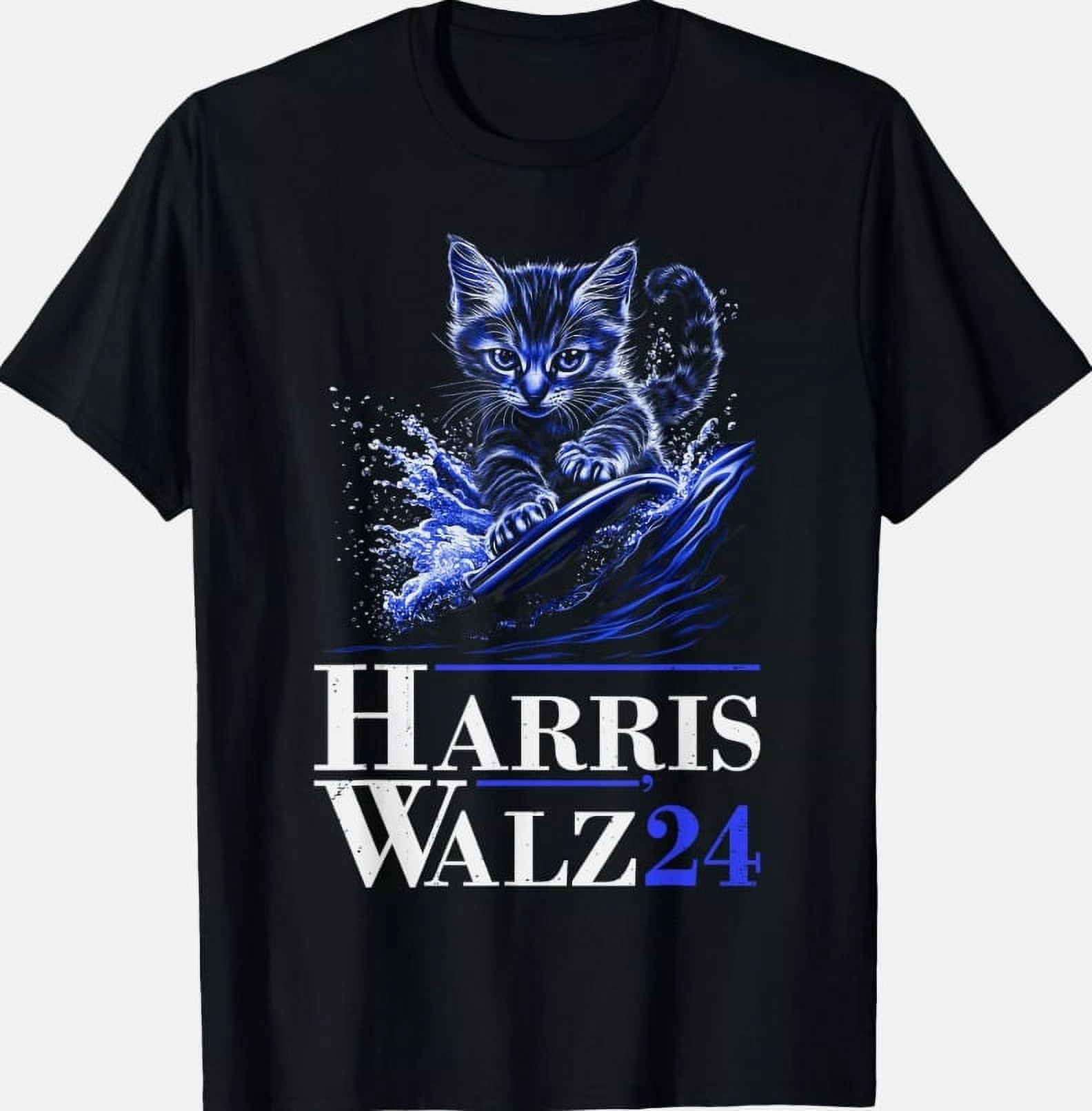 Kamala Harris Blue Cats Wave Harris Walz 2024 for President T-Shirt ...
