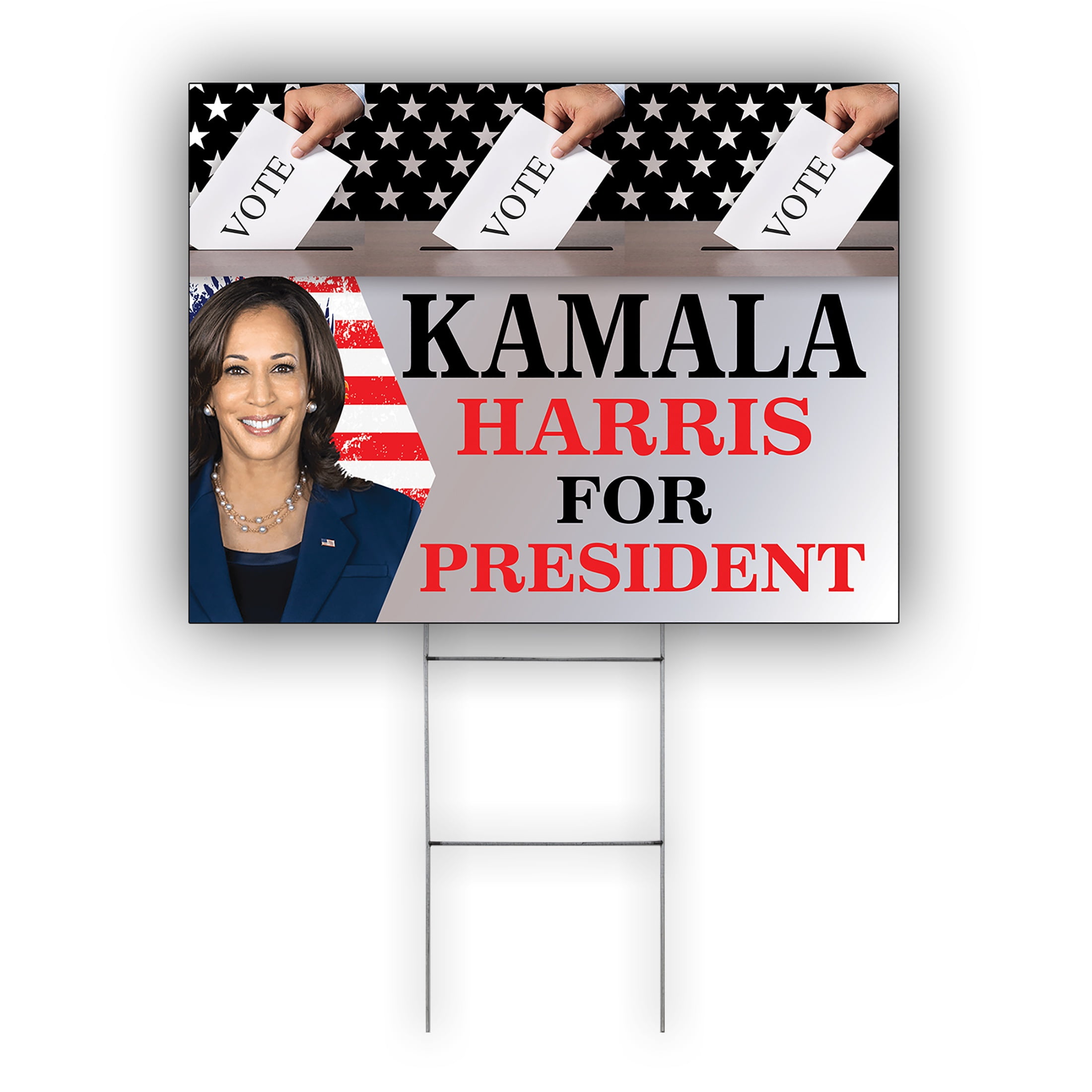Kamala Harris For President 2024 Coroplast Yard Sign With Metal H ...