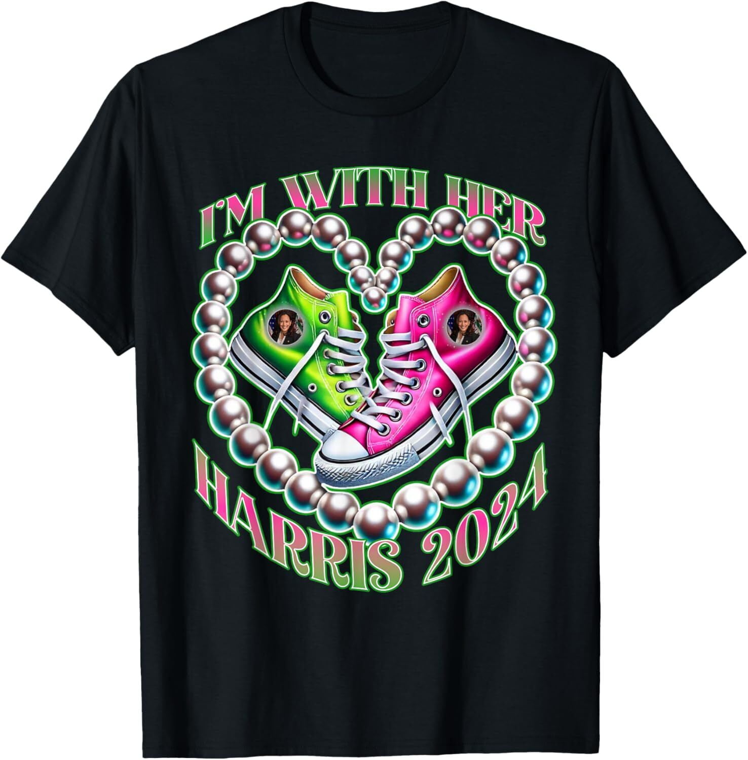 Kamala Harris Im With Her Pink And Green Aka Sorors T Shirt