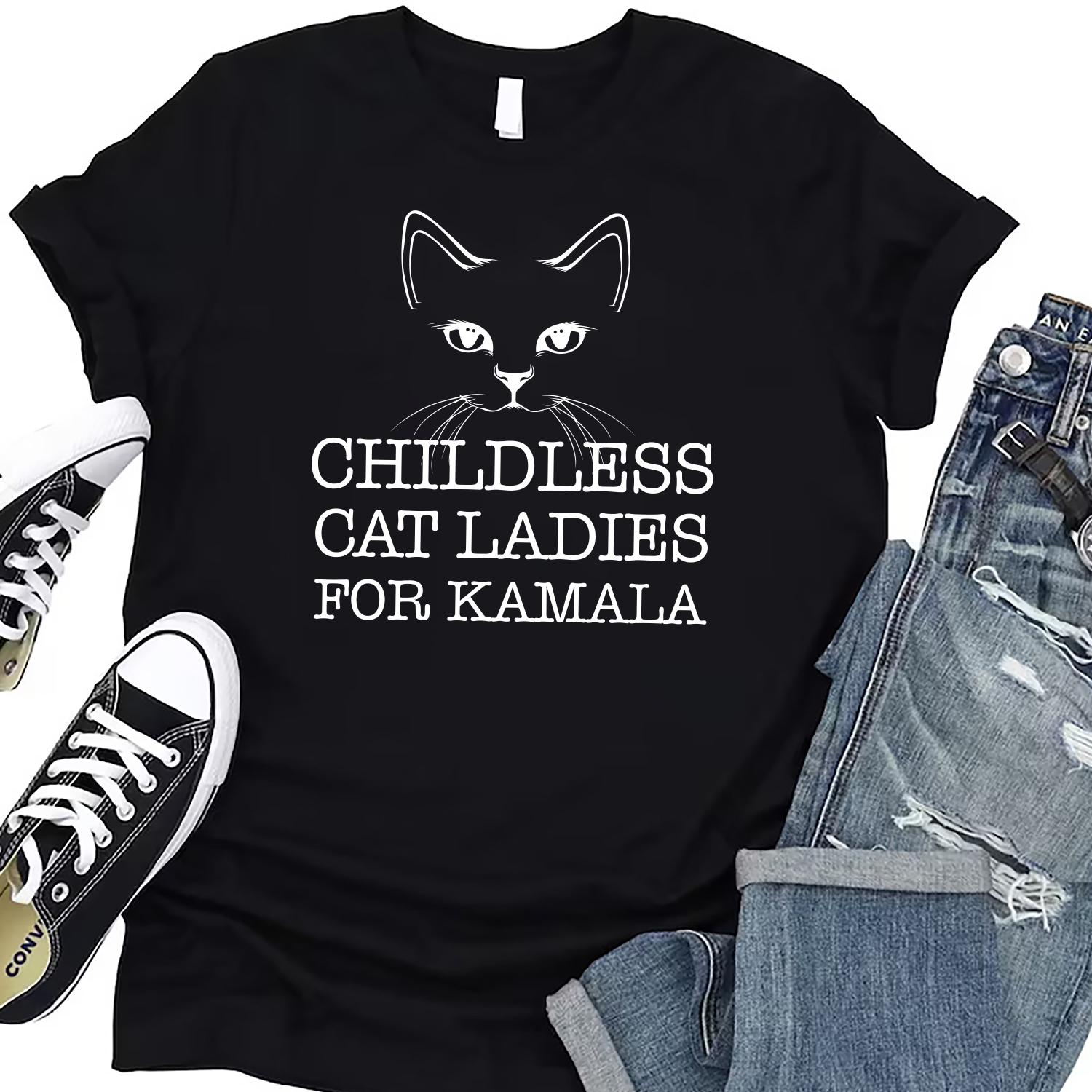 Kamala Harris President 2024 Shirt, Childless Cat Lady Shirt, Kamala ...