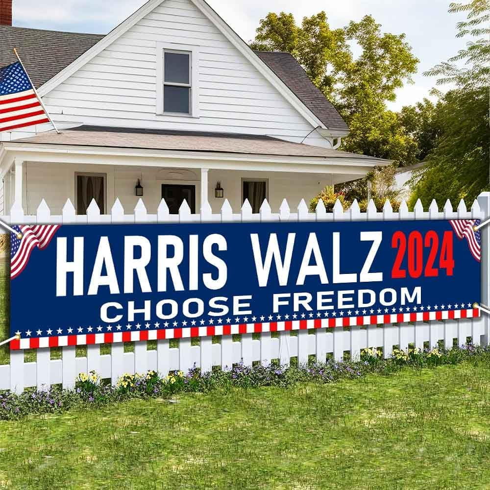 Kamala Harris Tim Walz 2024 Banner, Kamala Harris 2024 Choose Freedom ...