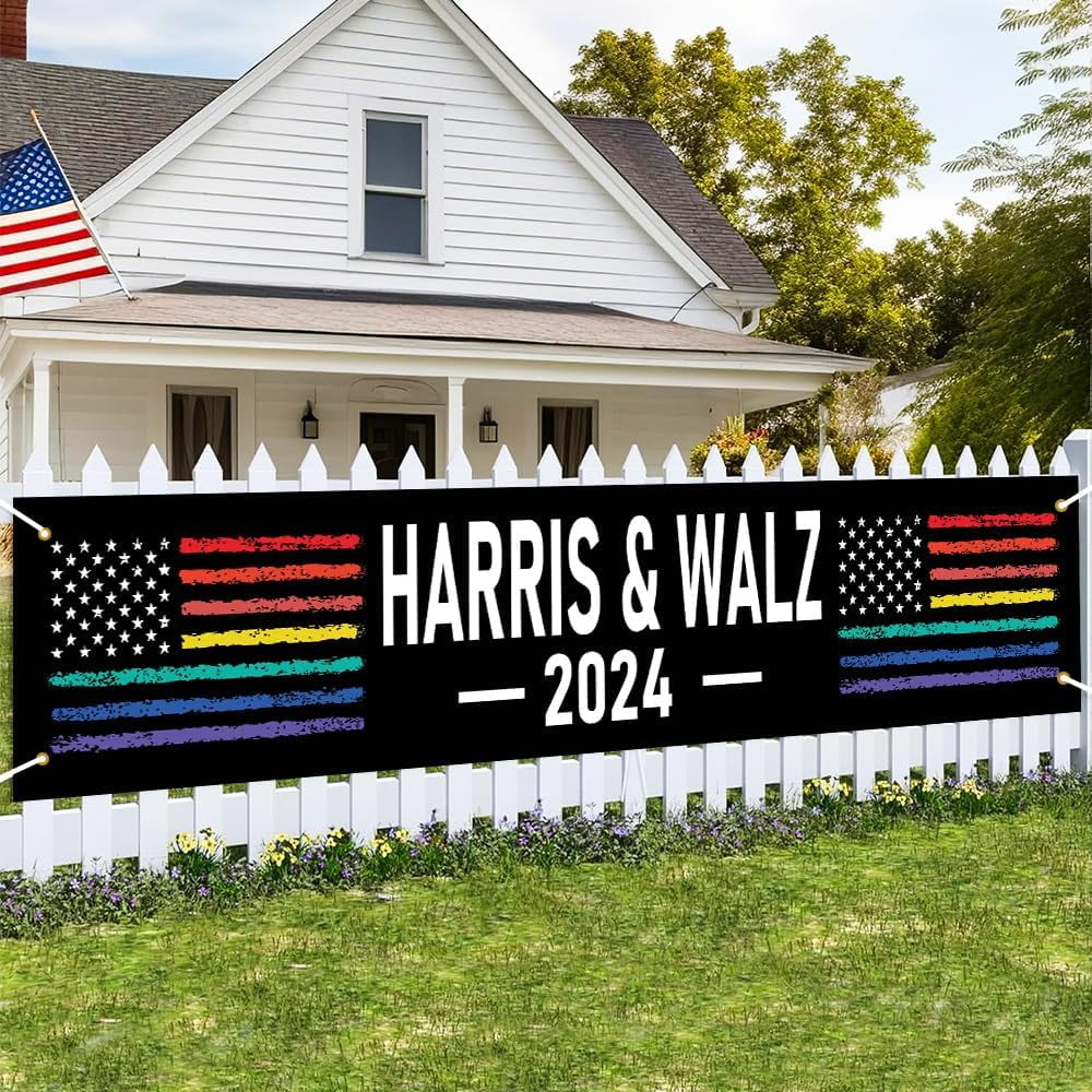 Kamala Harris Tim Walz 2024 Banner, Kamala Harris 2024 with Rainbow ...