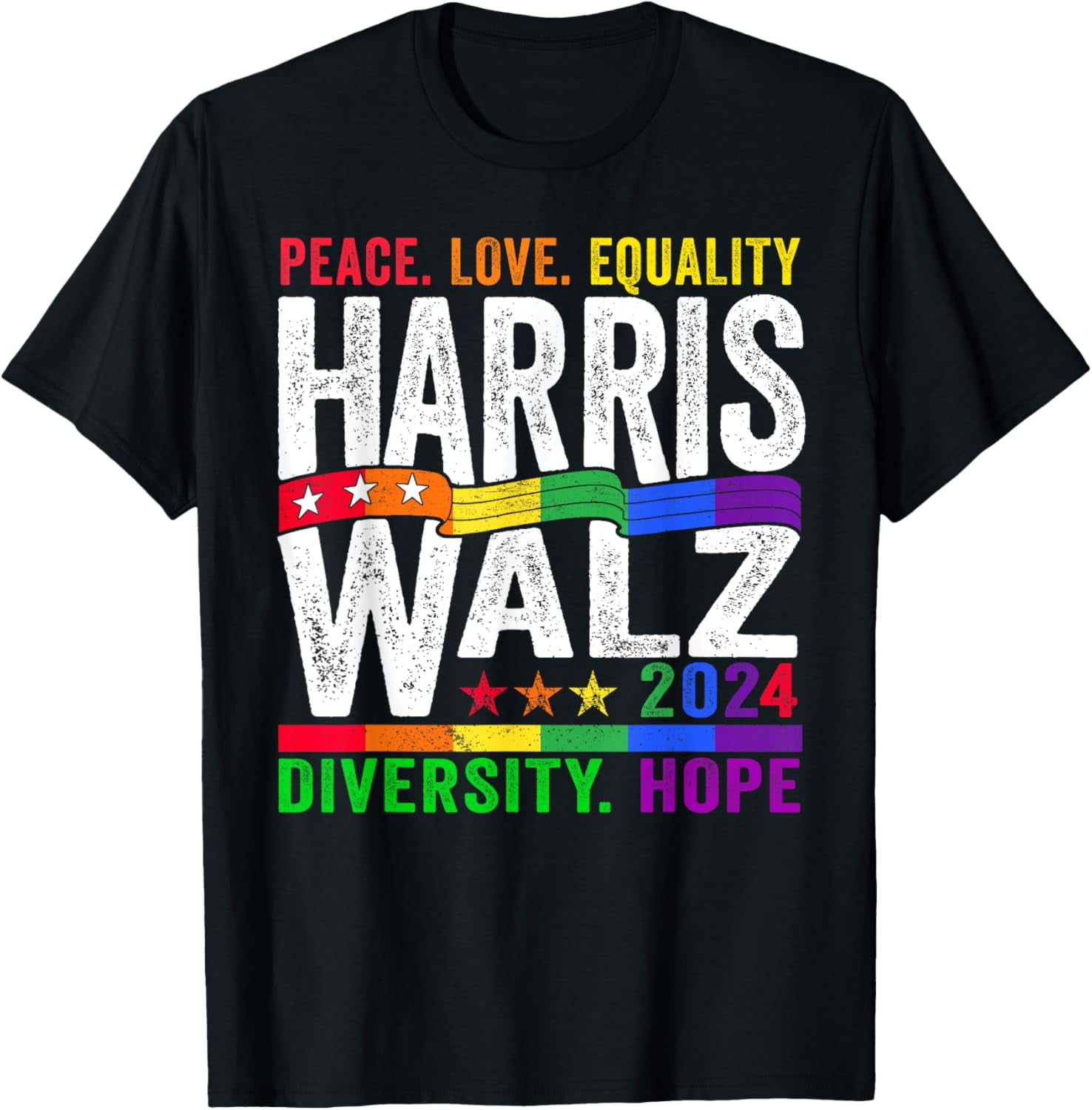 Kamala Harris Tim Walz 2024 Peace LGBT Harris Walz Waltz T-Shirt ...