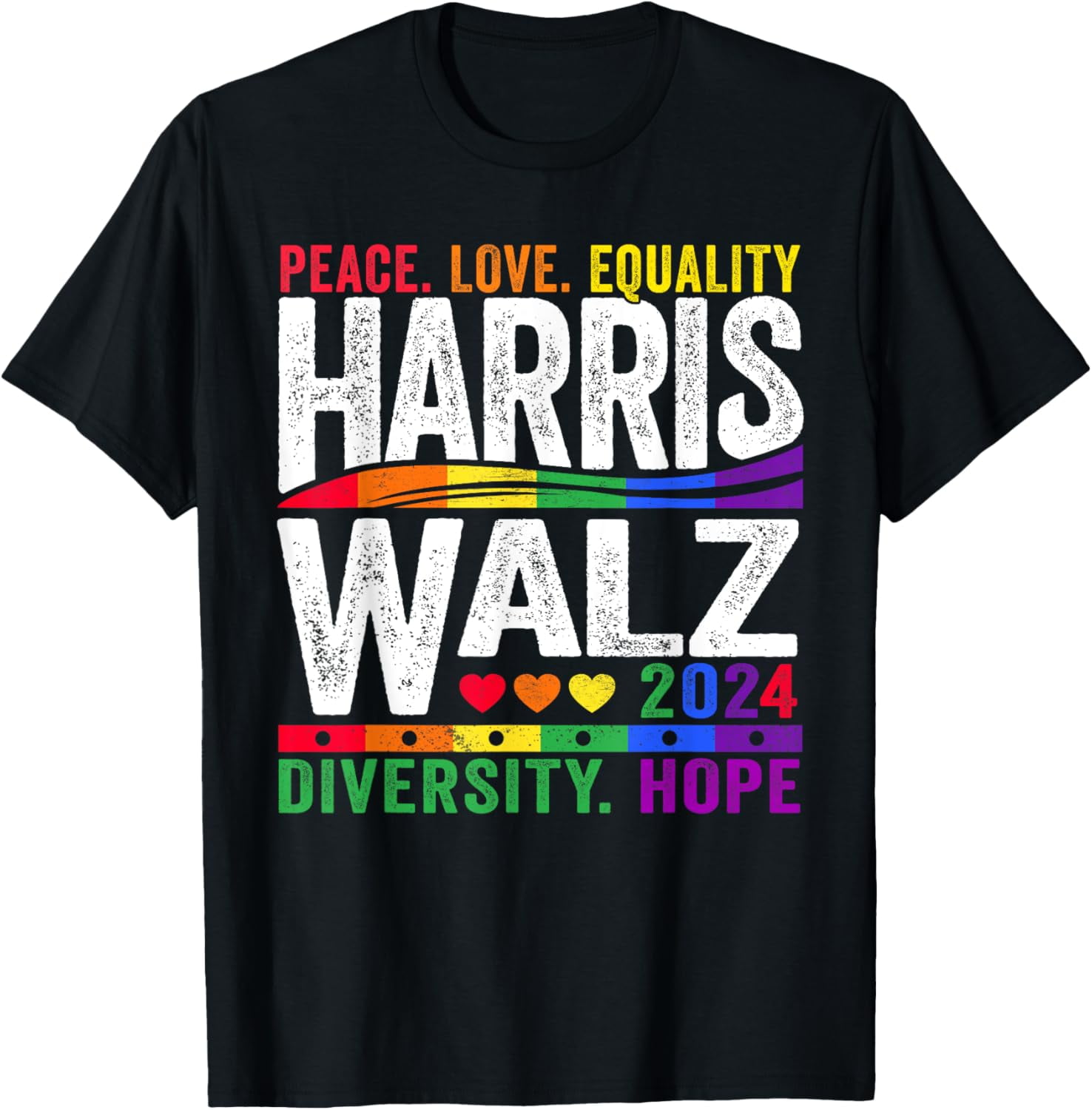 Kamala Harris Tim Walz 2024 Peace LGBT Harris Walz Waltz T-Shirt ...