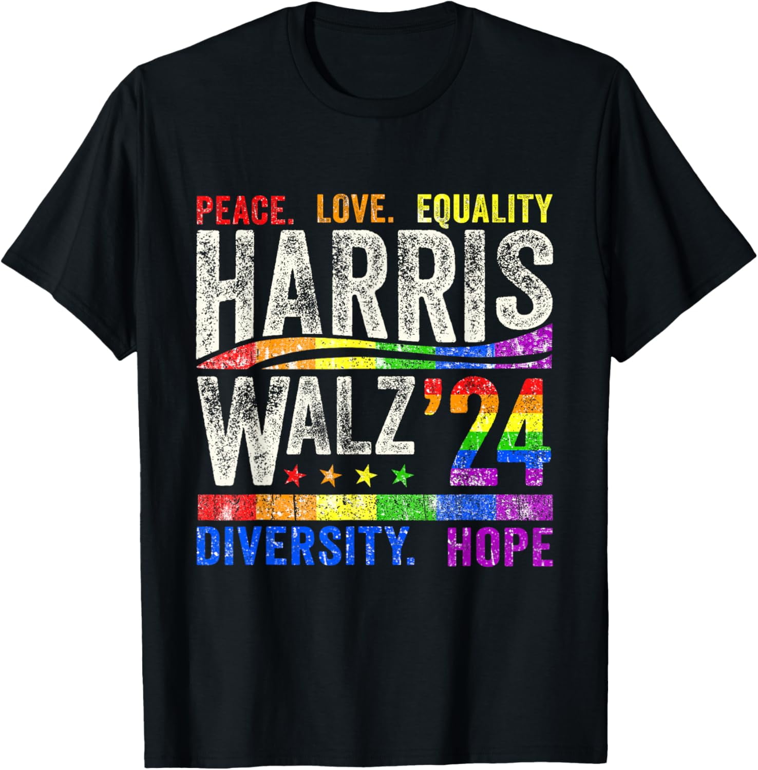 Kamala Harris Tim Walz 2024 Peace LGBT Harris Walz Waltz T-Shirt ...