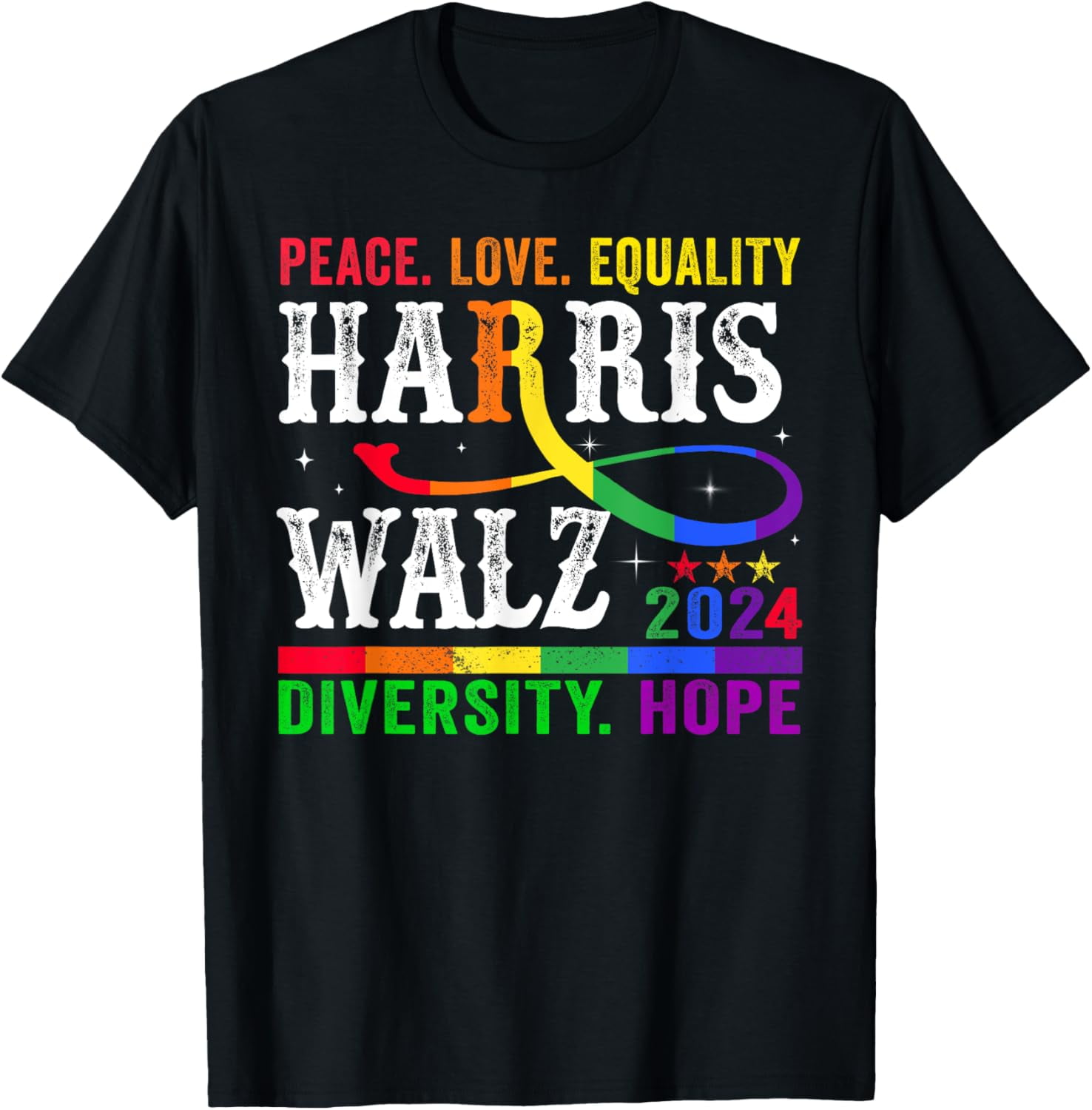 Kamala Harris Tim Walz 2024 Peace LGBT Harris Walz Waltz T-Shirt ...