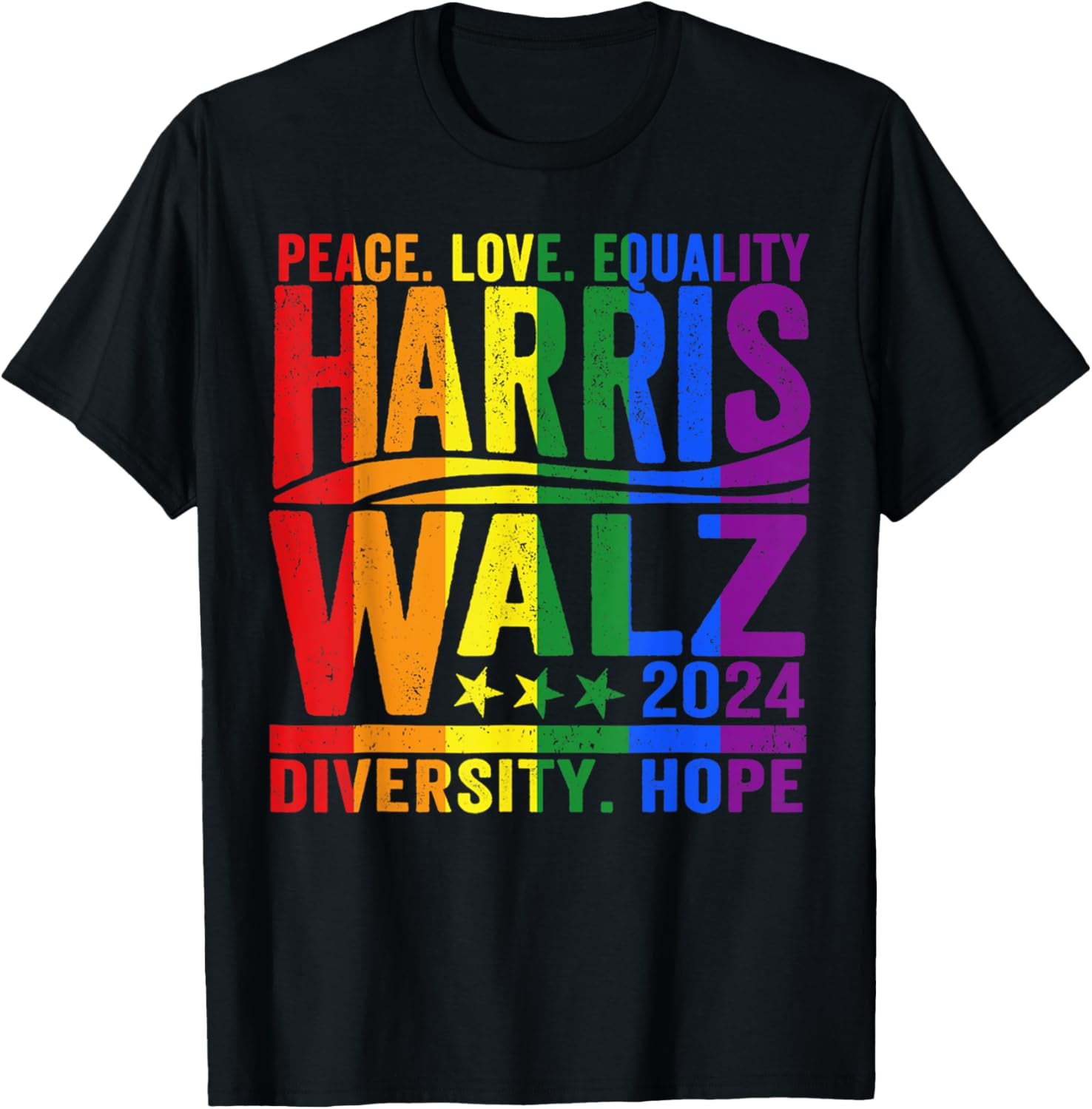 Kamala Harris Tim Walz 2024 Peace LGBT Harris Walz Waltz T-Shirt ...