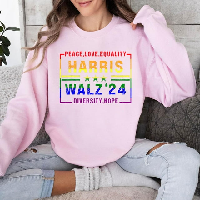 Kamala Harris Tim Walz 2024 Peace Lgbt Harris Walz Waltz T Shirt