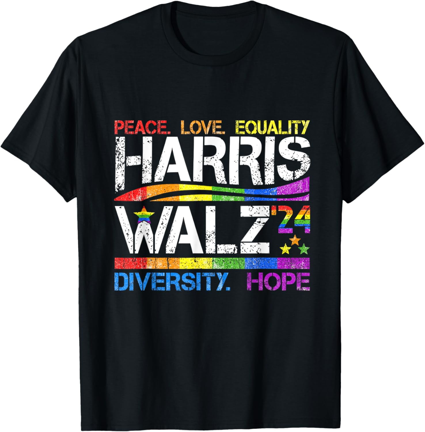 Kamala Harris Tim Walz 2024 Peace LGBT Harris Walz Waltz T-Shirt ...