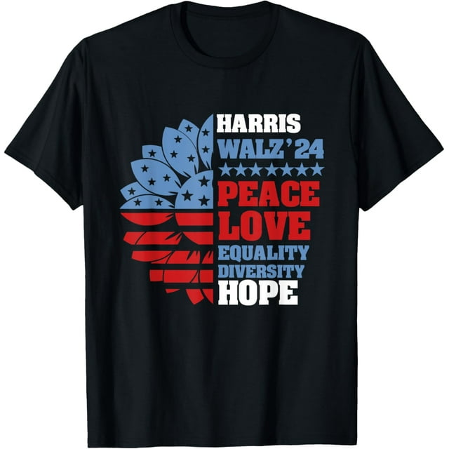 Kamala Harris Tim Walz 2024 Peace LGBT Harris Walz Waltz T-Shirt ...
