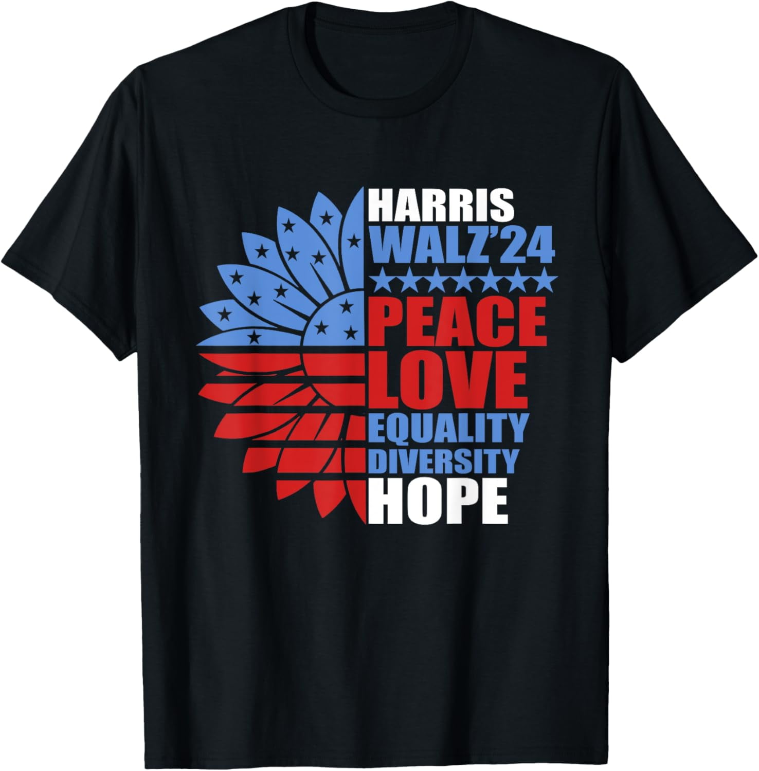 Kamala Harris Tim Walz 2024 Peace LGBT Harris Walz Waltz T-Shirt ...