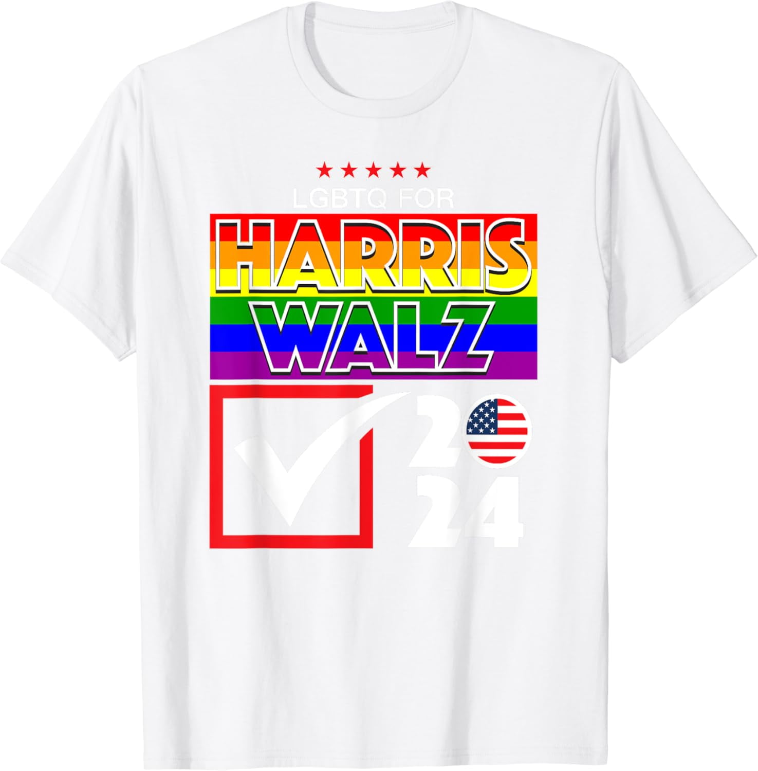 Kamala Harris Tim Walz 2024 Waltz LGBTQ Gay Pride USA Flag T-Shirt ...