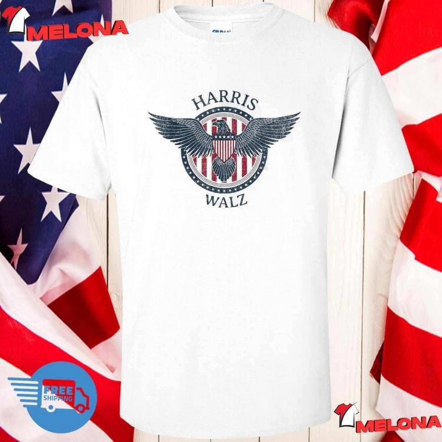 Kamala Harris Tim Walz Waltz American Eagle T-shirt - Walmart.com