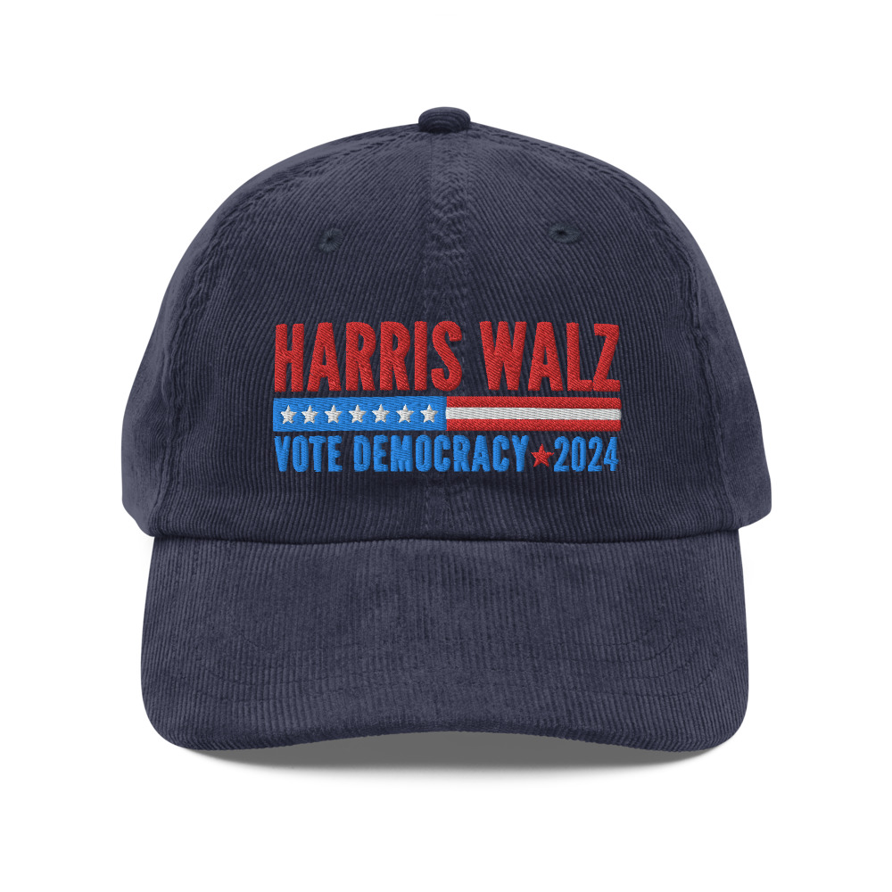 Kamala Harris Tim Walz Waltz Embroidered Vintage Corduroy Cap, Harris ...