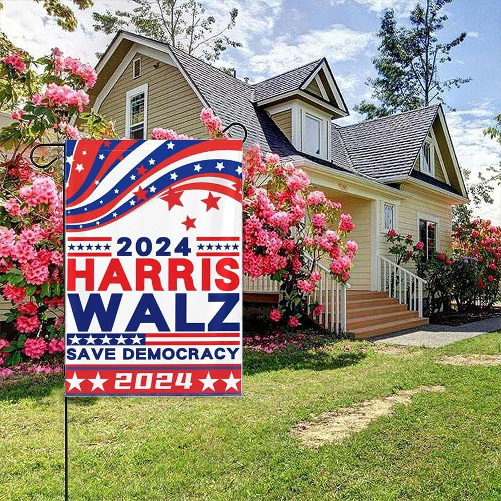 Kamala Harris Waltz 2024 Garden Flag, Harris Harris Save Democracy Flag ...
