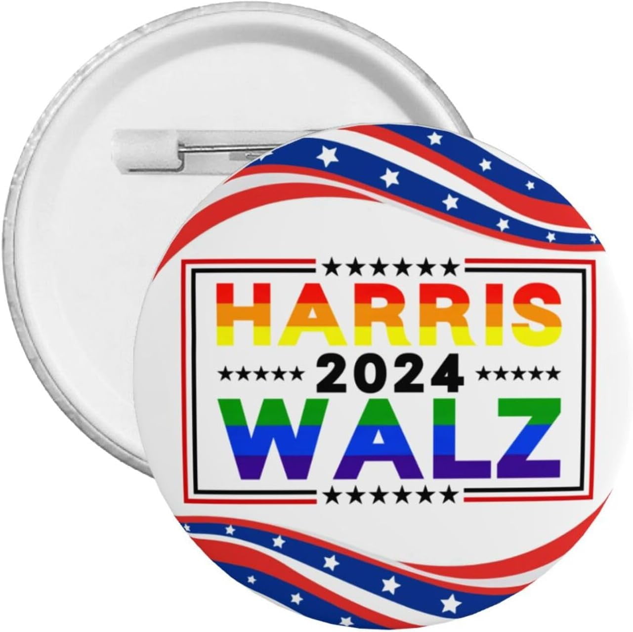 Kamala Harris Waltz Button Pins Lgbt Gay Pride Rainbow Kamala Harris