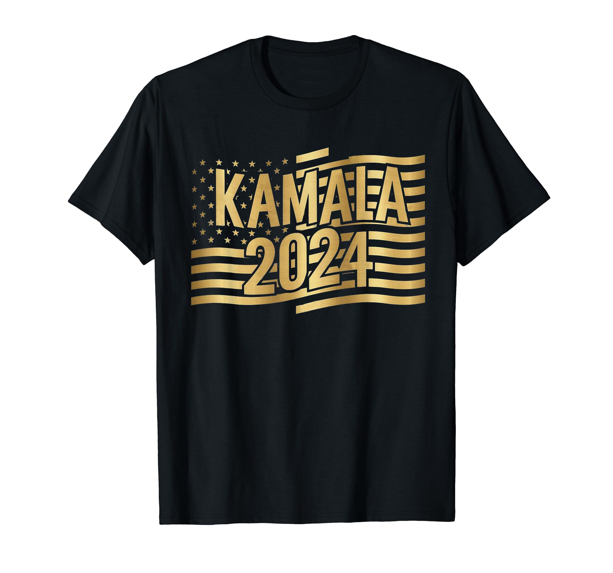 Kamala Harris for President 2024 - Gold Flag and Kamala Text T-Shirt ...