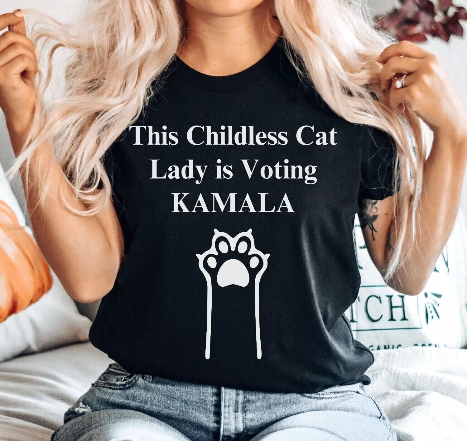 Kamala Shirt 2024 This Childless Cat Lady is Voting Kamala Unisex ...