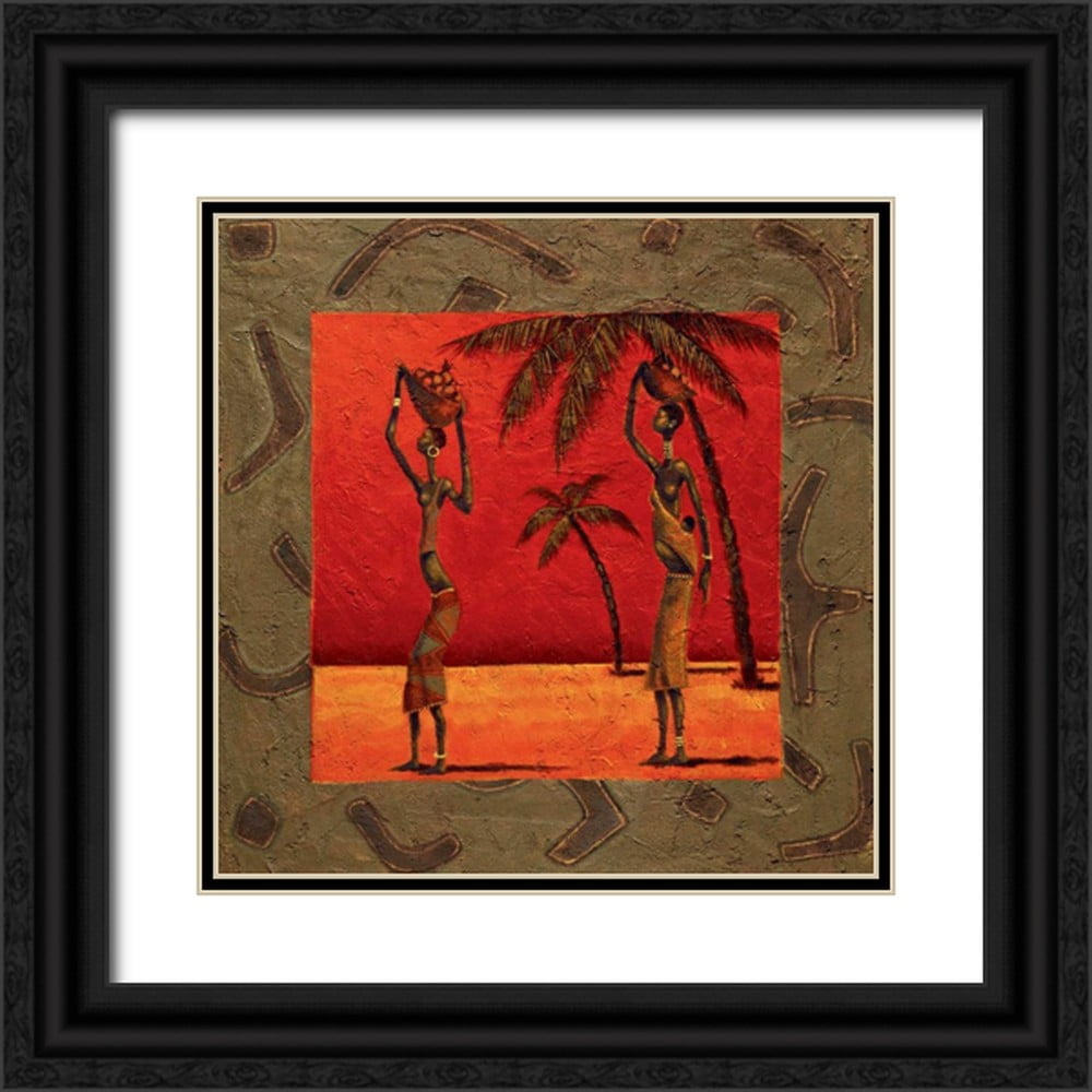 Kamba 15x15 Black Ornate Wood Framed with Double Matting Museum Art ...