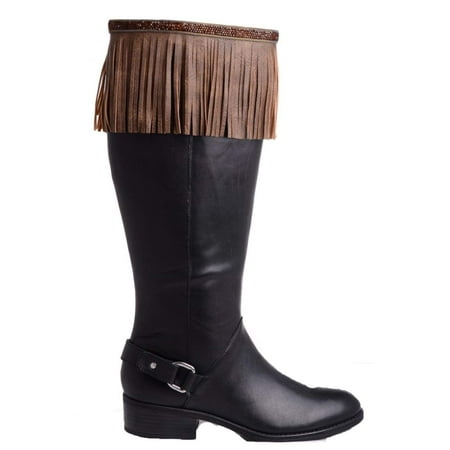 Kamberley Mesh Rhinestone Leather Boot Toppers (Brown) - Walmart.com