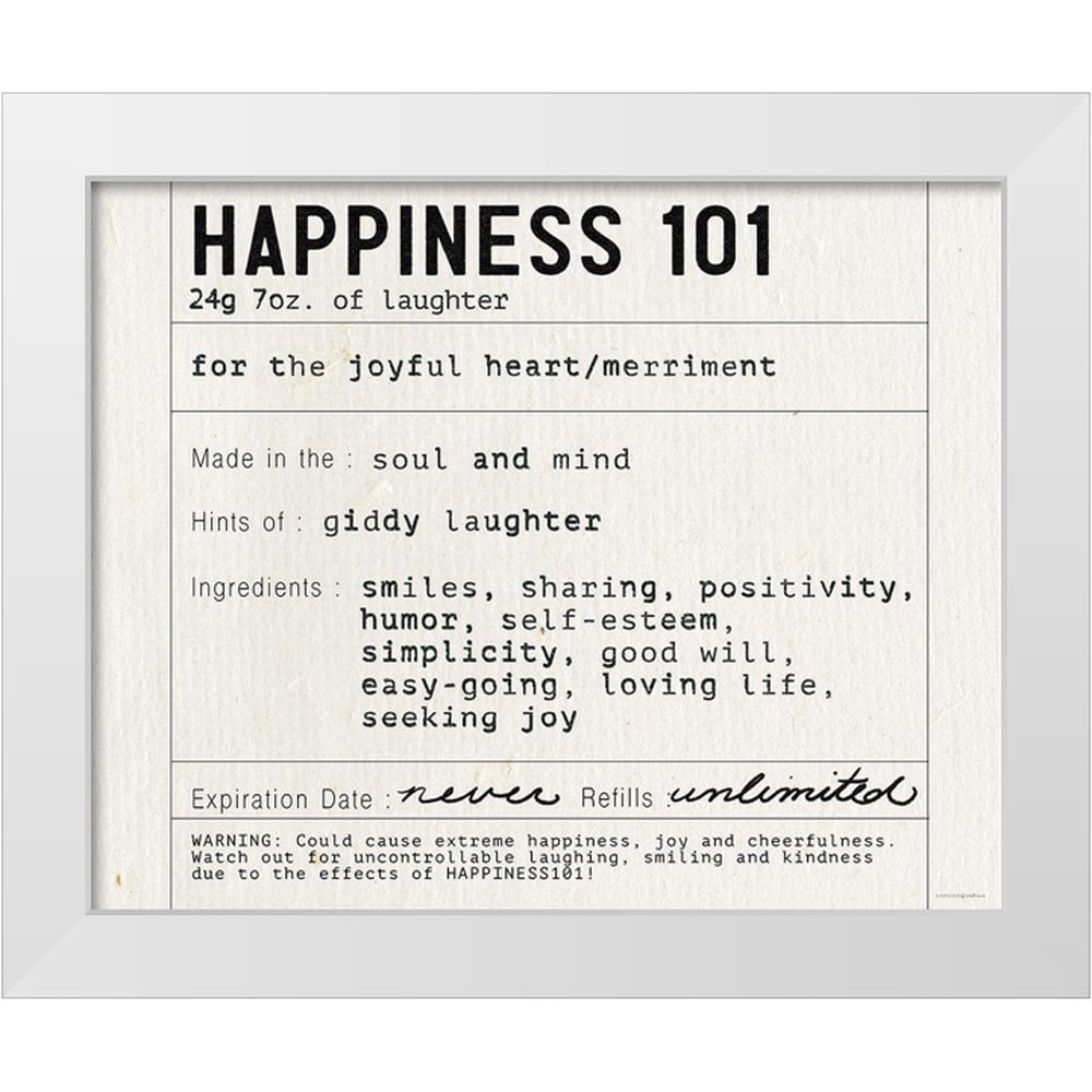 Kamdon Kreations 18x15 White Modern Wood Framed Museum Art Print Titled - Happiness 101 ...
