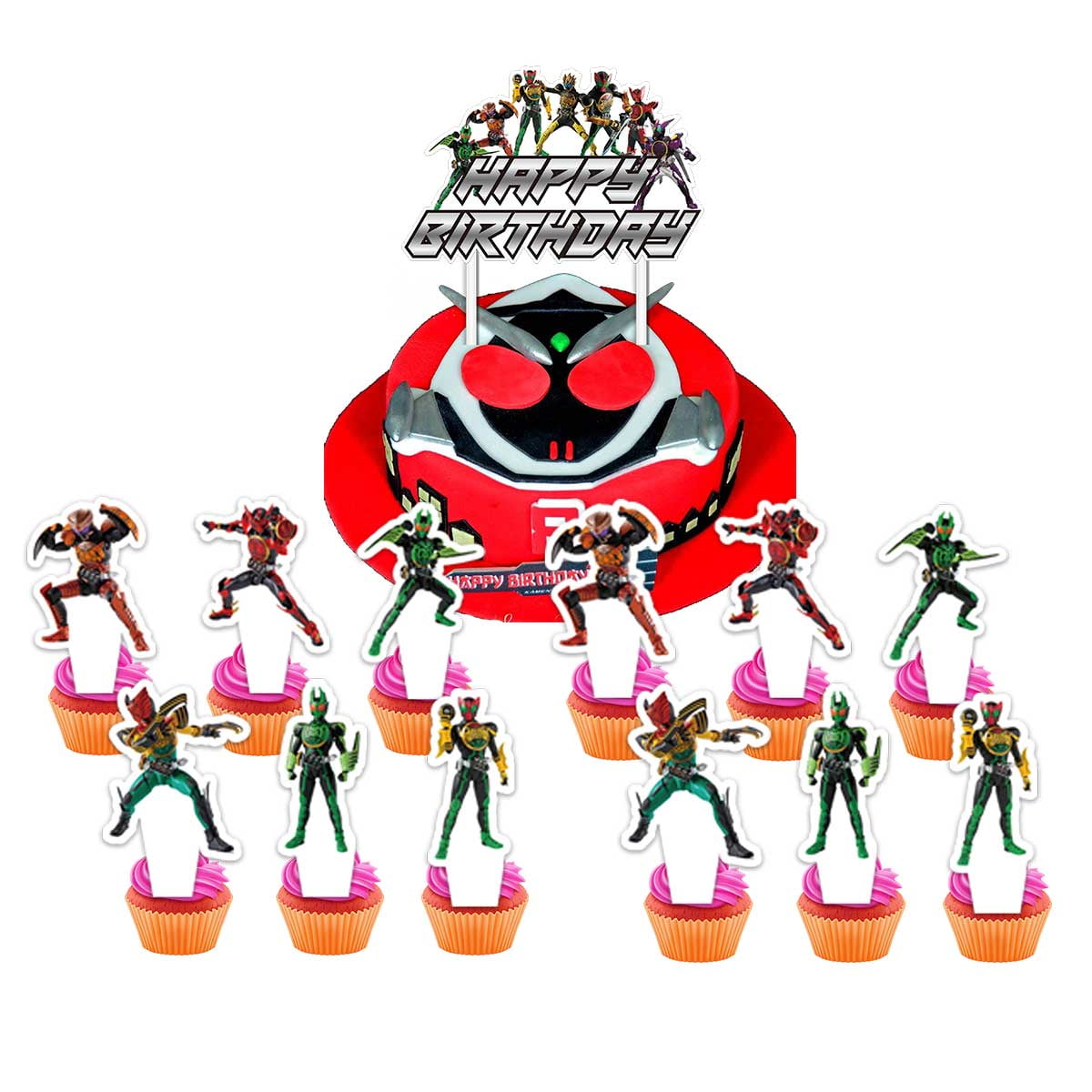 Kamen Rider Cake Topper Cupcake Set Party Supplies Decoration Birthday ...