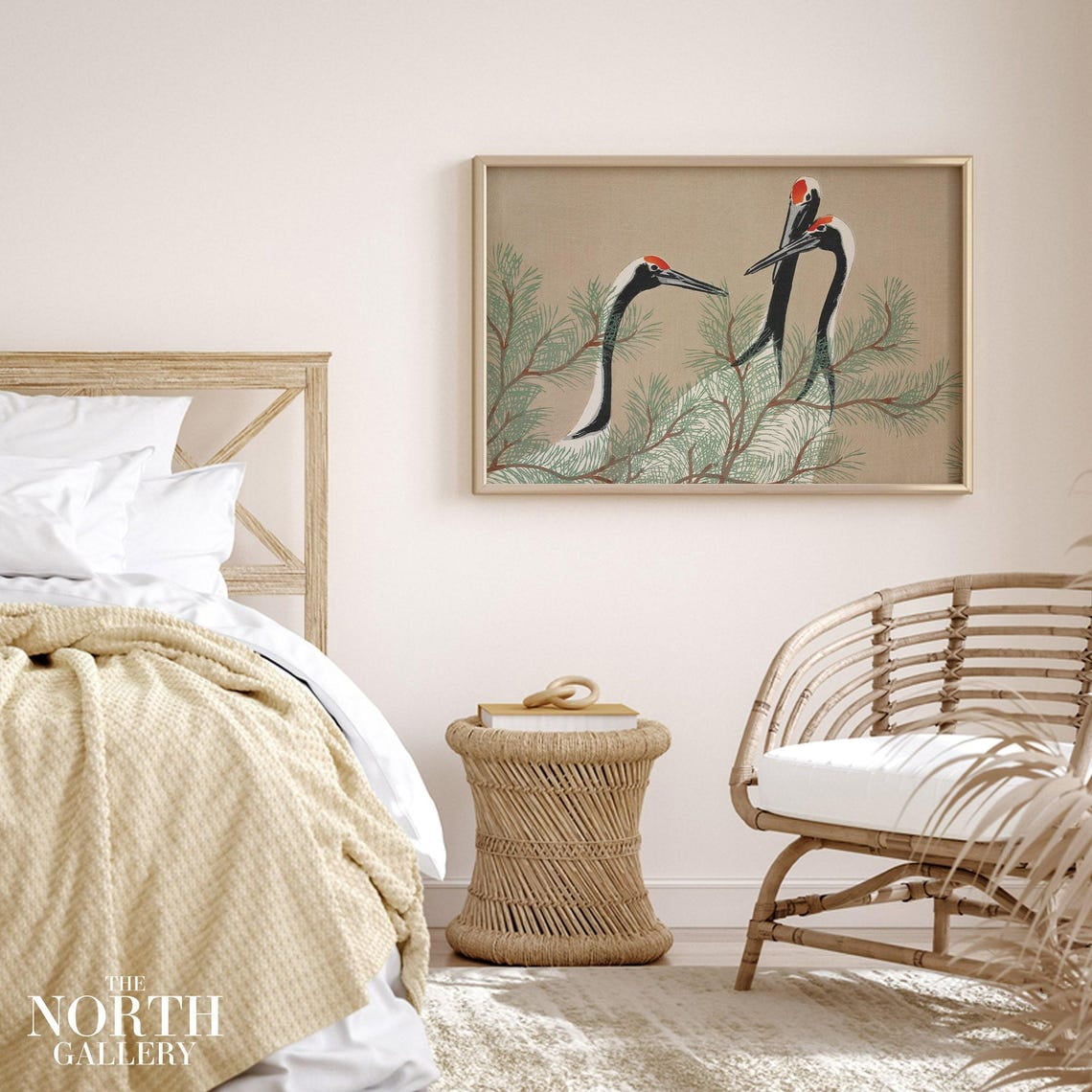 Kamisaka Sekka Poster, Cranes Japanese Vintage Print, Japanese Art ...
