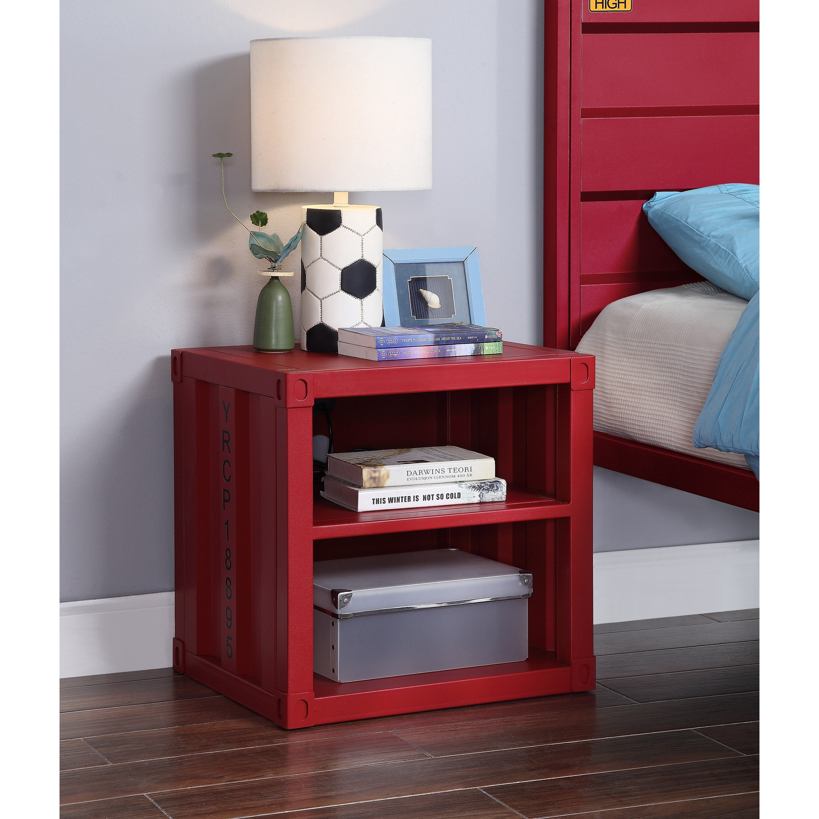 Kamloops Nightstand with Open Shelf Red - Walmart.com