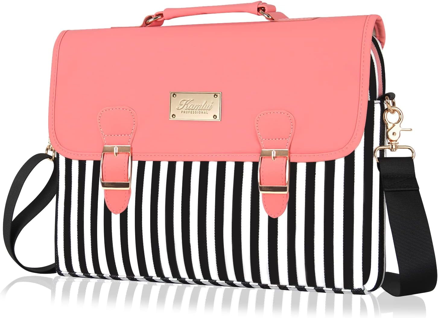 Kamlui Women's Waterproof PU Leather Striped 15.6" Laptop Bag, Pink ...
