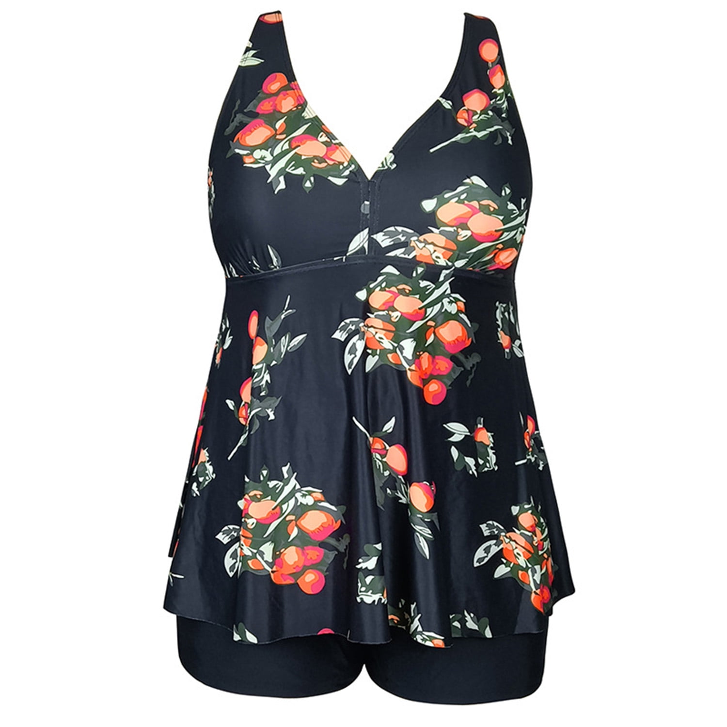 Kamo Women Plus Size Bathing Suits Printed 2 Piece Flowy Swimsuits V ...