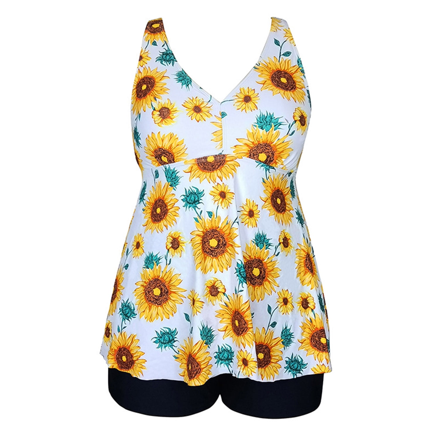 Kamo Women Plus Size Bathing Suits Printed 2 Piece Flowy Swimsuits V ...