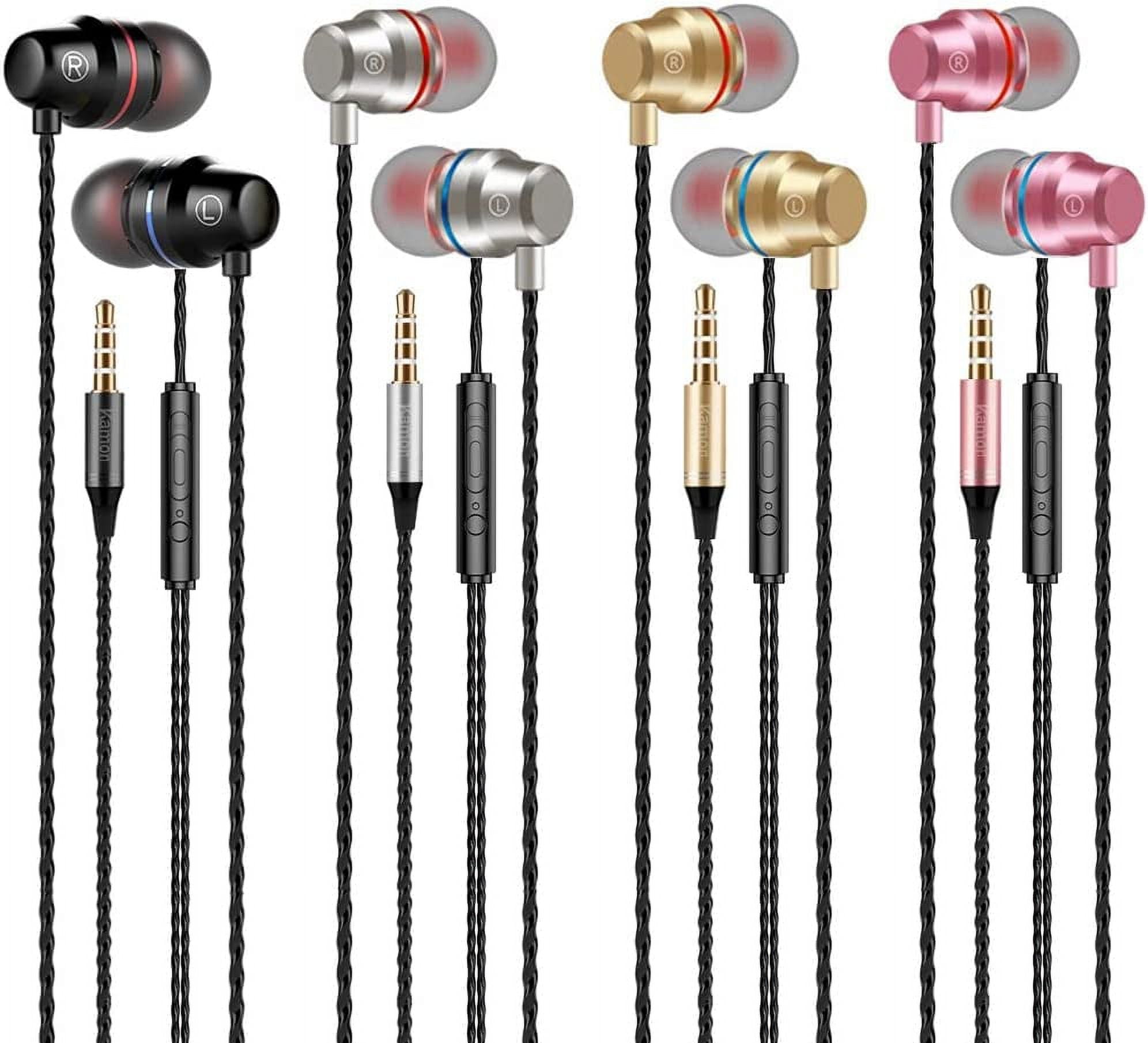Kamon 4 Pack Earbuds Headphones with Remote & Mic, Metal Earphones ...