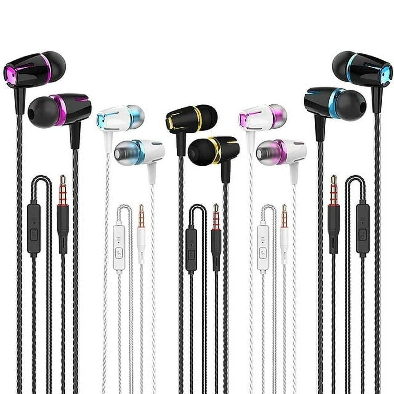 Kamon Wired Earbuds with Microphone, 5 Pack, Heavy Bass, Noise ...