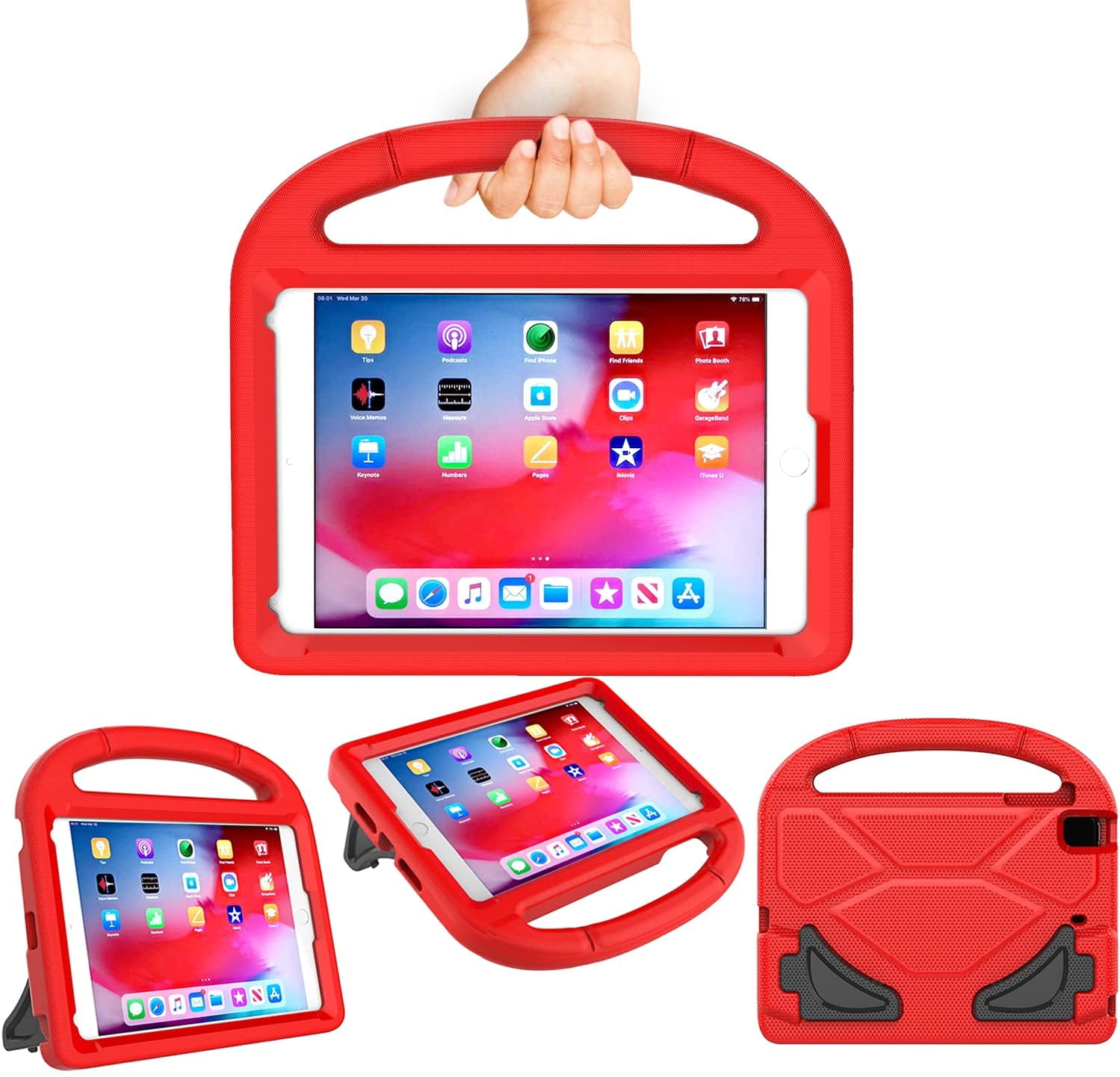 Kamon Kids Shockproof Handle Friendly Protective Case for Apple iPad ...