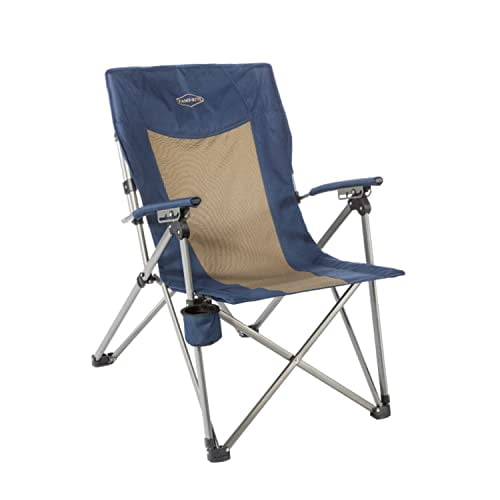 Kamp-Rite 3 Position Hard/Arm Reclining Chair with Cup Holder, Blue/Tan ...