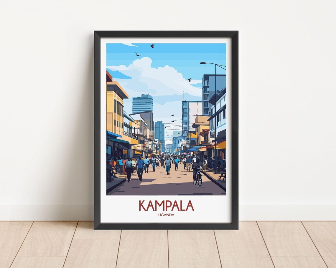 Kampala Poster Uganda Scenic City Wall Art Decor, Stretched Canvas Size ...