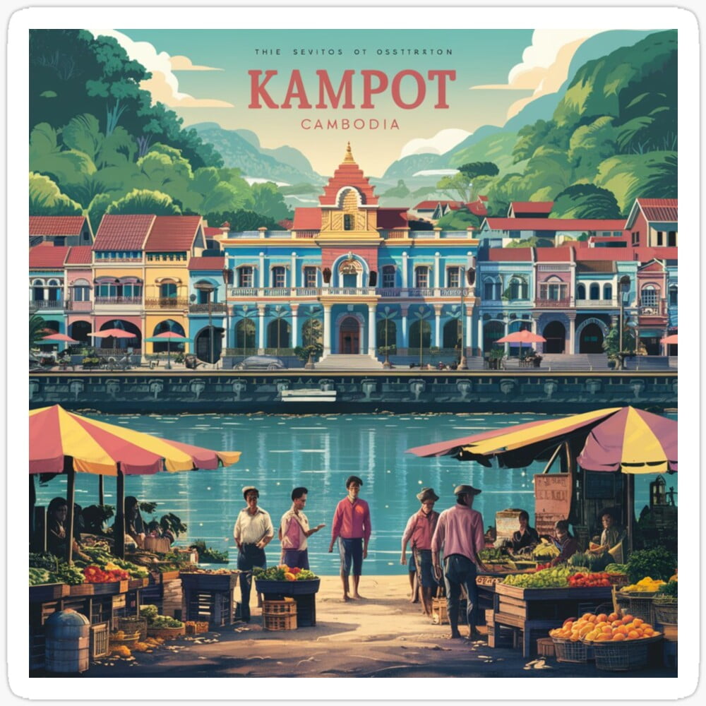 Kampot, Cambodia Sticker Phone Decal Water Bottle Stickers Car Decals ...