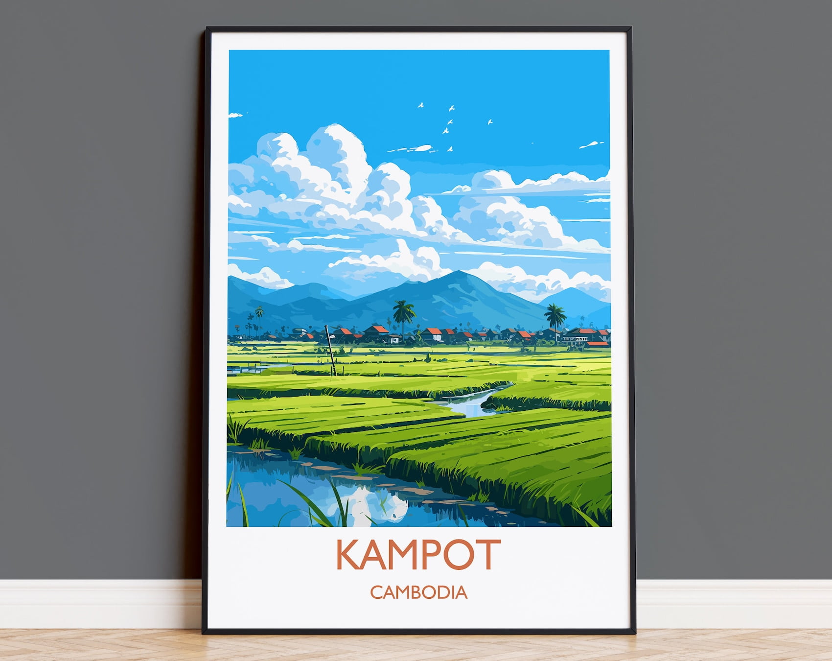 Kampot Travel Print, Travel Poster of Kampot, Cambodia, Kampot Gift, Cambodia Gift, Wall Art ...