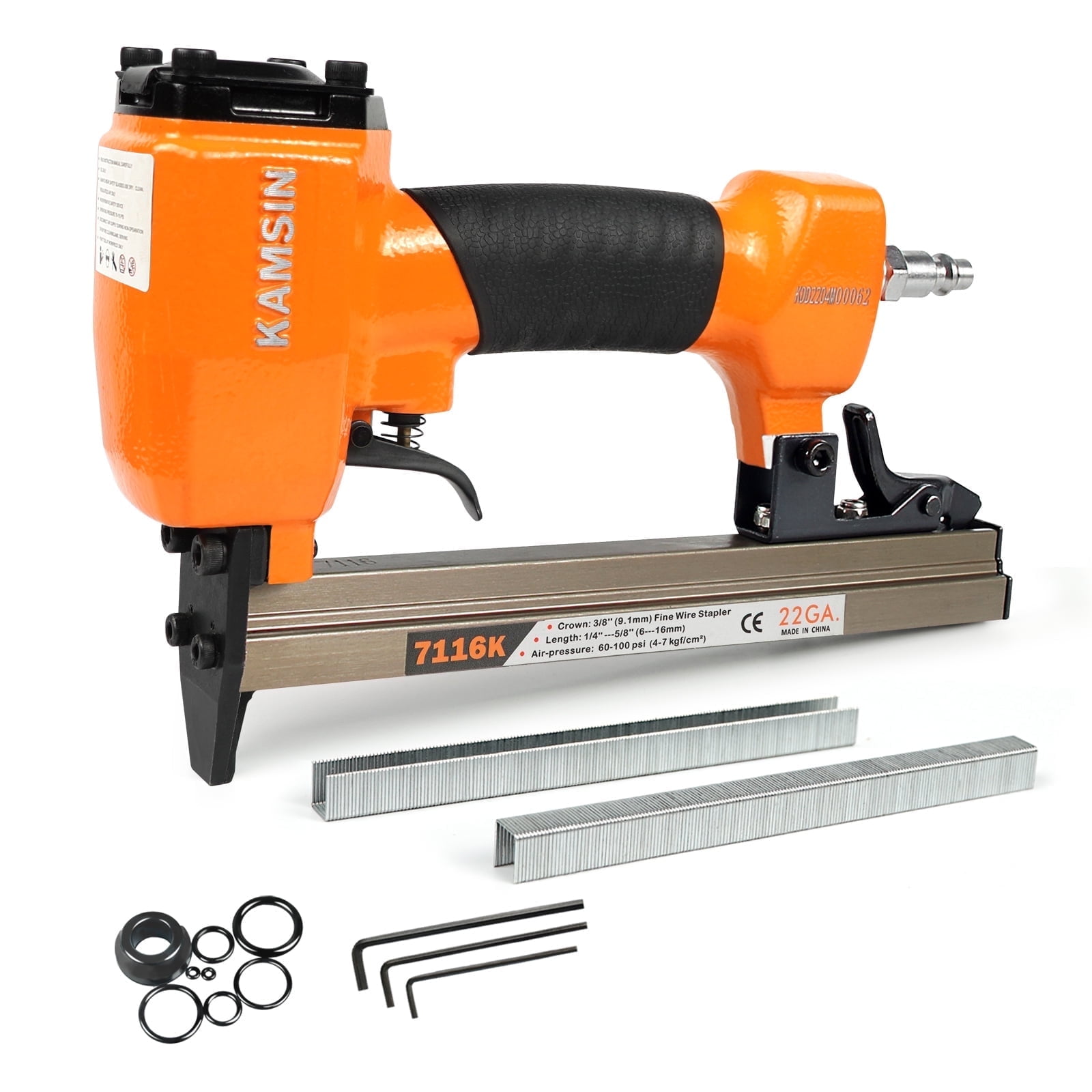 Kamsin 7116K 22 GA Pneumatic Upholstery Stapler, 3/8 Crown, 1/4-5/8 ...
