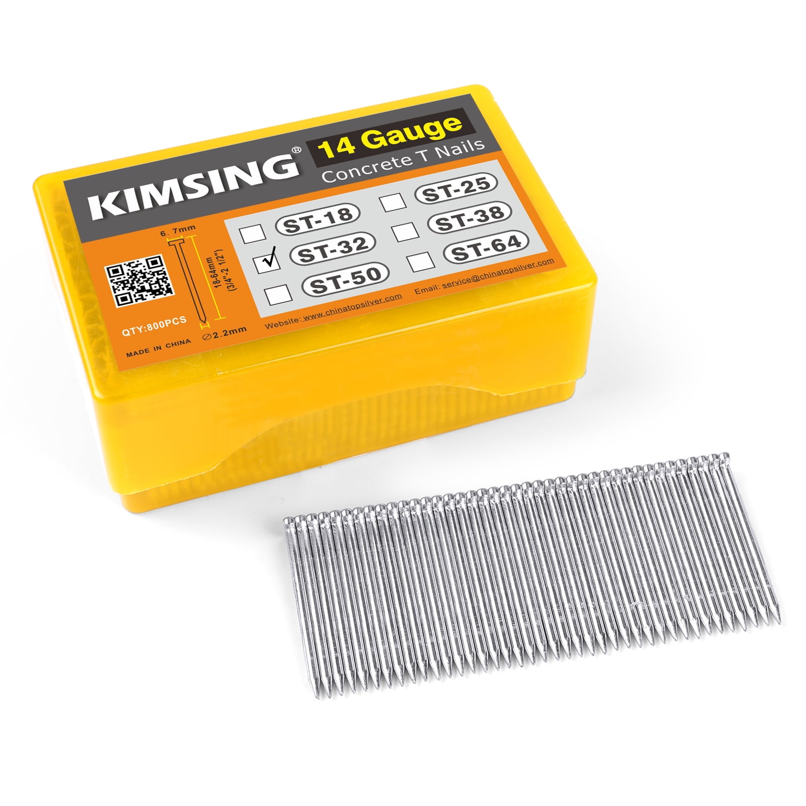 Kamsing 14 Gauge 18-64mm Concrete T Nails for Concrete Nailer 800 Pcs ...