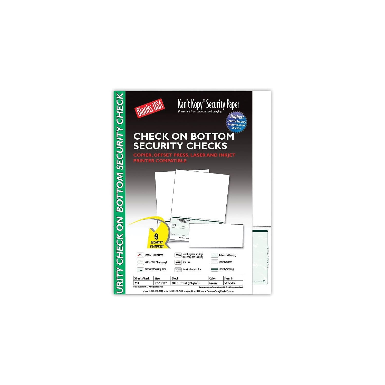 Kan't Kopy Blank/USA 8 1/2" x 11" 60 lbs. Security Check on Bottom ...