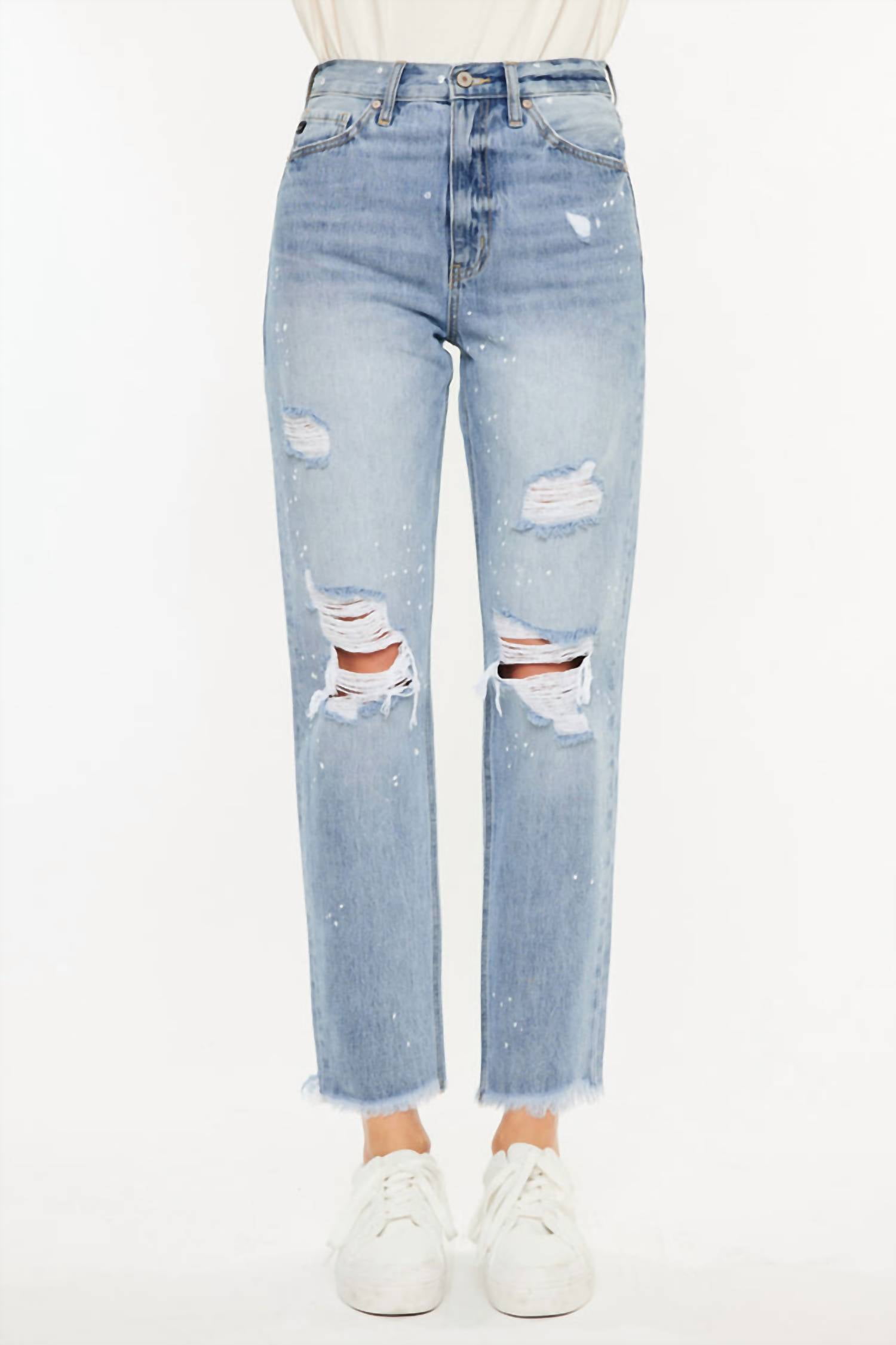 KanCan Oceane Paint Splatter Straight Jeans - Walmart.com