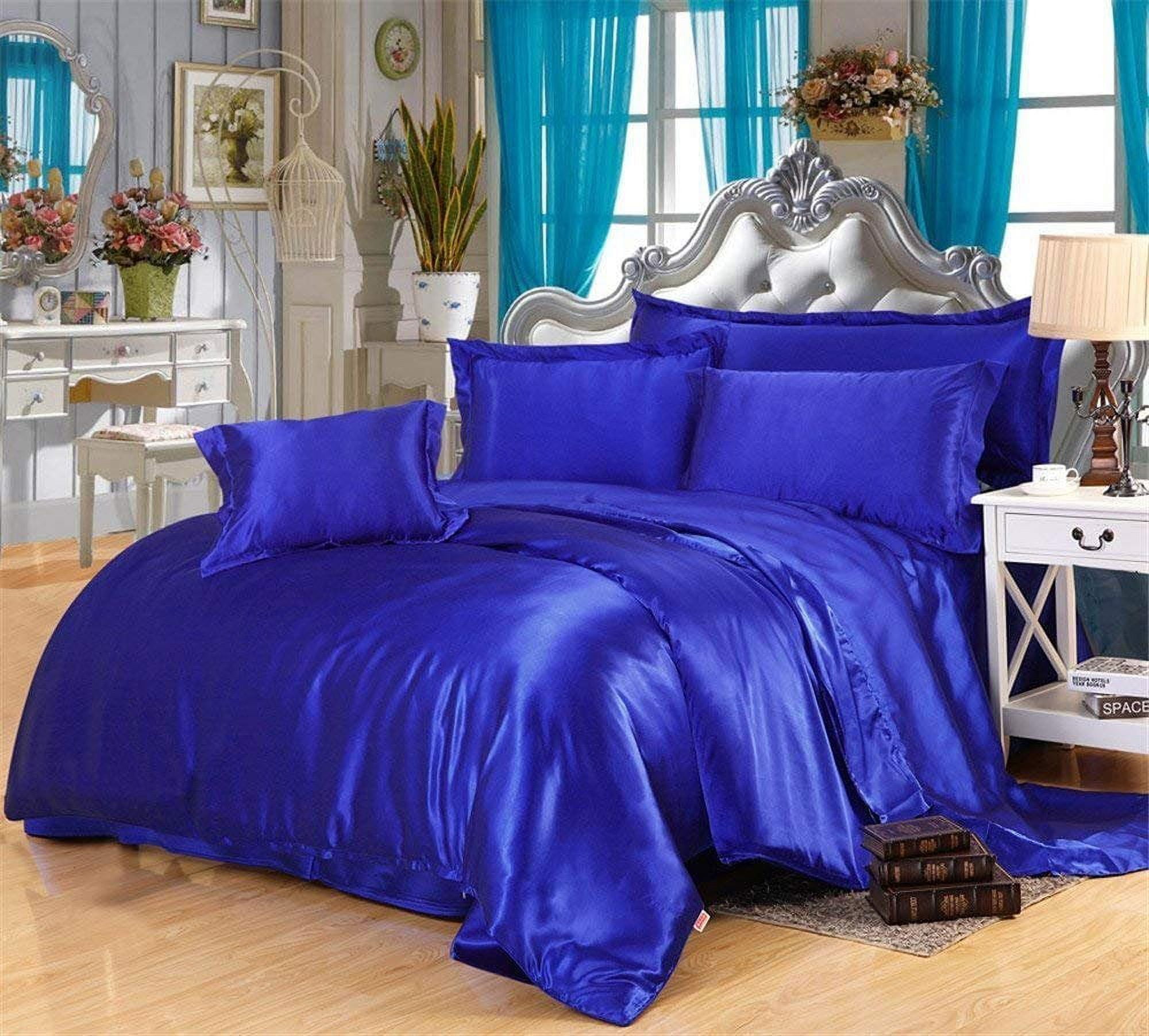 Kanak Bedding 100% Pure Silky Satin 4-Piece Bed Fitted with Duvet Set ...
