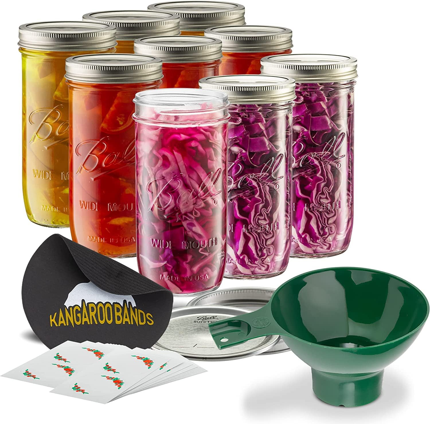 Ball Mason Jars Kit, 24oz Wide Mouth (9 Jars, Lids, Opener) for Canning ...
