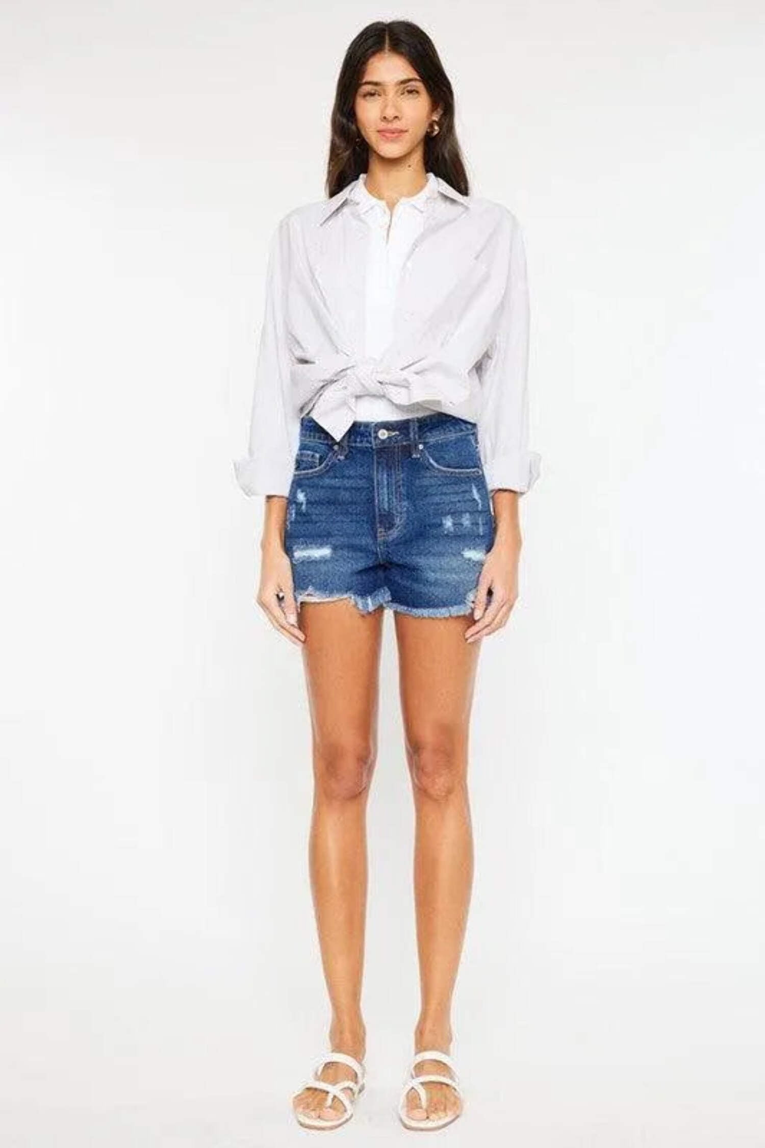 Kancan High Rise No Stitch Frayed Hem Shorts - Walmart.com